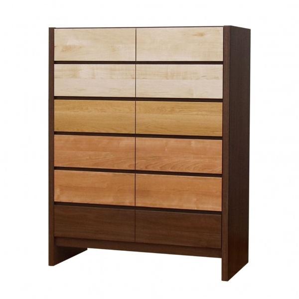 【特長】 フェリス 幅90 6段 チェスト MIXは、異なる風合いの4色を組み合わせてモダンで遊び心あるデザインに仕上げたチェストです。  伝統技法であるロッキング組を施しているので、酷使にも耐える耐久性の高い構造です。  地板の上部分も桐...