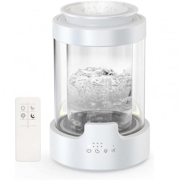 【特長】 耐熱ガラスの二重構造が美しい、3L大容量のスチーム式加湿器です。  沸騰スチームでお部屋をあたためながら清潔に加湿でき、節約にも貢献します。  1時間あたり約500mlのスチームでしっかり潤いをキープし、静音設計で夜間も快適に過ご...