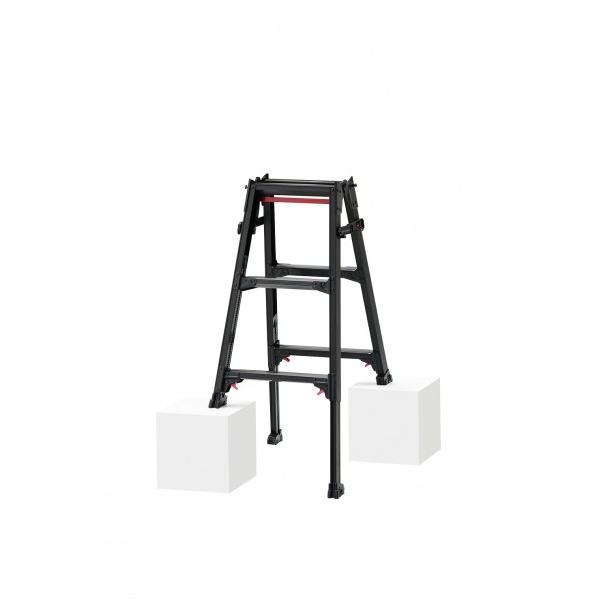 凹凸のある場所で活躍する伸縮脚タイプ「RYZB」（はしご兼用伸縮脚立）〇高さ調整は最大31cm（脚伸縮ピッチ＝6mm） 〇ワンタッチバー標準装備。 バーを持ち上げると開き止めを解除。 片手で簡単に閉じることが可能に。 (RYZB-09〜21...