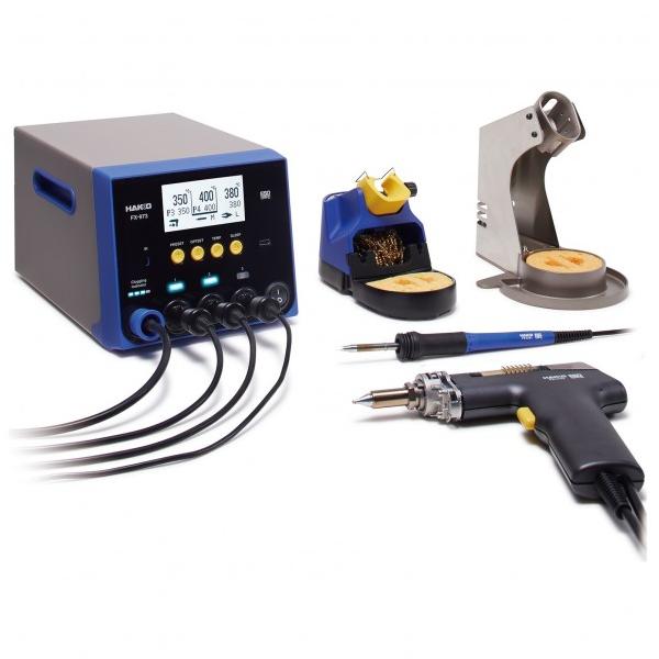 ●3ポート リワークステーション  ●用途に合わせ、9種類のアプリケーションが接続可能 ・はんだこて（FX-9701 /FX973-81に付属） ・はんだ吸取器（FR-4103 /FX973-81に付属） ・N2はんだこて（FX-9702/...