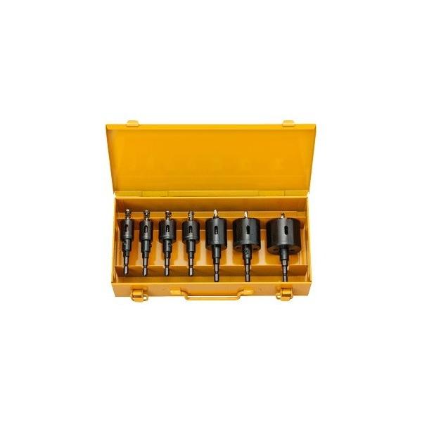 ●薄鋼電線管工事用セット(21mm・27mm各2個、33mm・42mm・53mm各1個)  ●被削材:鉄板(3.2mmまで)、金属サイディング、ブリキ、アルミ、木材、塩ビ、薄ステンレス(1.6mmまで)。 ●使用電動機:インパクトドライバ・...