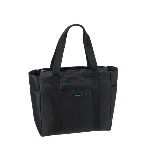 大容量のトート式バッグです。 サイドポケット付です。 用途 多用途バッグ。 内容積:19L 幅(mm):390 奥行(mm):180 高さ(mm):350   【カラー】 黒 【重量】 650g 【材質】ポリエステル 【入数】 1個 B722