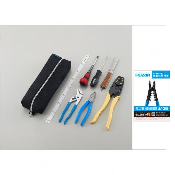 ■特徴 電気工事士技能試験を受験するための基本工具が入ったセットです。 お求めやすい価格の基本工具セット。 圧着工具はP-77が入っており、リングスリーブ圧着サイズ「大」に対応。 第二種電気工事士技能試験の候補問題全13問と技能試験のポイン...