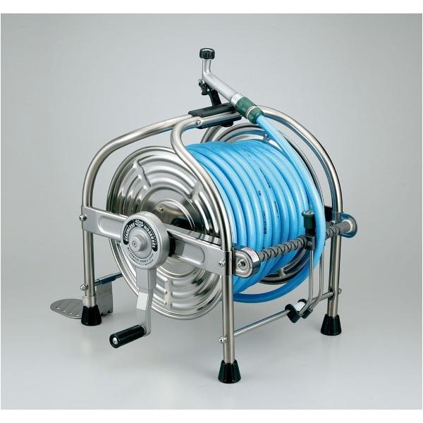 ■特徴 ホース巻き取り時に手を汚さないナラシマキホースガイド付です。 巻き取りやすい大型ハンドル、足踏みペタル付です。 シール部は水漏れのないダブルパッキング方式です。 本体に最高級304ステンレスを採用しました。 安定感抜群の大型脚ゴムで...