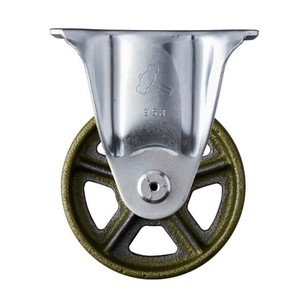 ■特長 旋回式キャスターの420S/413Sと併用できる固定式キャスターです。  工場、事務所などに多く使用されており、堅牢で安定感もあり重量物運搬用に最適です。  ■仕様 車輪径D(mm):100 タイプ:固定式 許容荷重(daN):12...