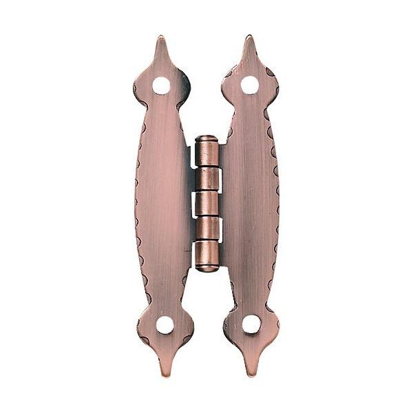 ■特徴 ウエスタン調のスチール蝶番です。  ■用途 家具・ガーデニングなどに。  ■仕様 取付方法：木ビス  ■付属品 3.5×16mmビス　4本   【サイズ】 . 【入数】 1点 KINF11