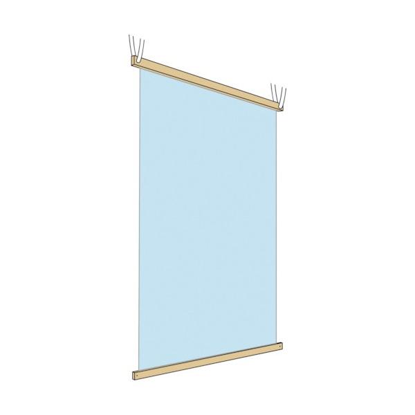 ■特徴 フィルムを必要な長さにカットしてご使用いただけます。 お客様や関係者内での飛沫感染防止に役立ちます。 上下を木製バーで挟み、ひもを通すだけの簡単設置できます。 濡れた布等で拭くと清潔にたもてます。  ■用途 受付窓口・商談・オフィス...