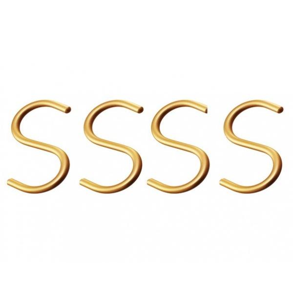 ●収納などに便利なアルミ製のS字フック。 ●材質:アルミ ●本体耐荷重(kg):10  【サイズ】 小 【カラー】 ゴールド 【入数】 4本 95355