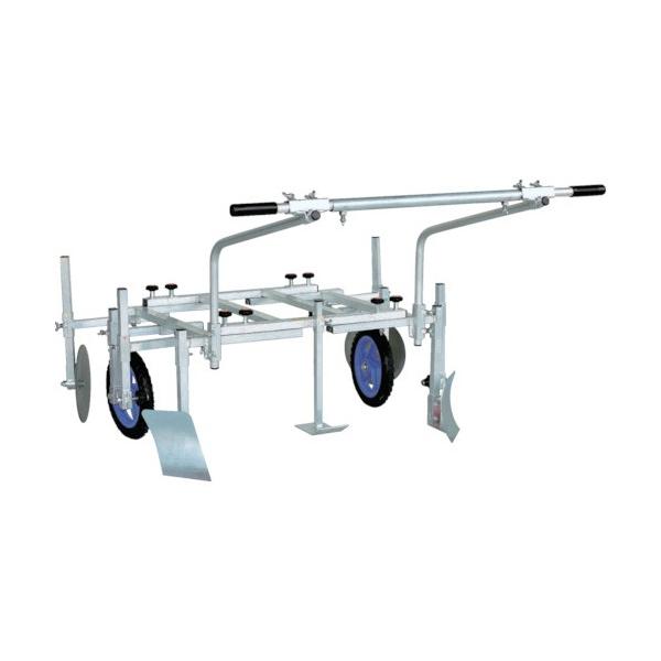 めんどうなマルチング前後の溝堀と土寄せが一度に行えます。 レベラで水平の確認ができますから、安定した作業ができます。 アルミ製で軽量ですから、畝変えや移動を楽に行えます。 平畝専用です。 用途 マルチング作業時に 組立品 フィルム幅80cm...