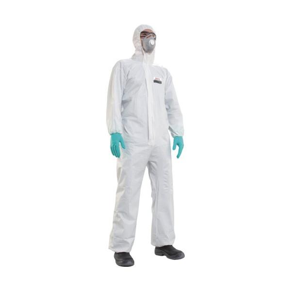 ■特徴 透湿度の高いSMS製防護服です。 頭部にフィットする立体的な構造のフードです。 袖口や足首、ウエストゴムの締まりが粉じんの付着を軽減します。  ■用途 医療関連、製薬業用。 粉じん、粉体作業用。 アスベスト除去などに。  ■仕様 使...