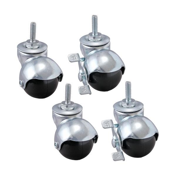 ■特徴 小回りがきくボール型キャスターです。 360度自在に動くので、スムーズに移動できます。 ベアリング機能付きでなめらかな回転です。 4個のうち2個がストッパー付きです。  ■用途 メタルミニのキャスターとして。  ■セット内容 ストッ...