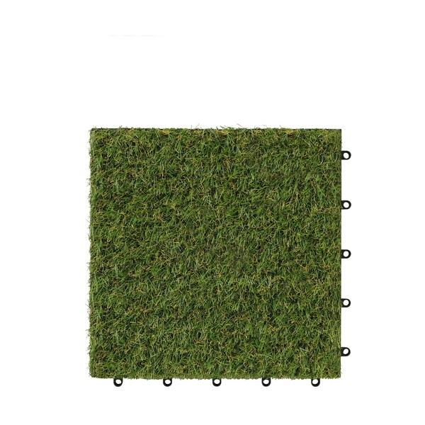 ■特徴 ベランダや庭に敷くことができる、自然な仕上がりの人工芝タイルデッキです。 ストレート状とウェーブ状の葉を3種類混ぜることで本物の芝生のような自然な風合いに仕上げました 工具不要で簡単設置。連結部を上からはめるだけで簡単に拡張や組み換...