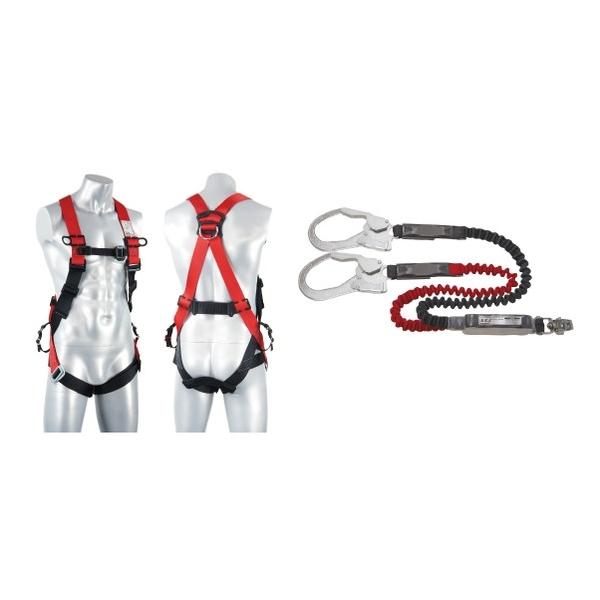 フルハーネスとランヤードのセット ■セット明細 (各1個) ・フルハーネス:DB-HN-15DS ・フルハーネス用ランヤード:DB-HL-160SW メーカー名:ジェフコム、デンサン 安全帯 墜落防止 墜落制止用器具 ハーネス 高所作業 転...