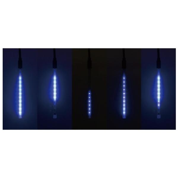 流星群のように光が流れる(20cmタイプ) ●5本組 ●カラー:青 ●サイズ:20cm ●LED数:合計100個(1本あたり20個 表10個・裏10個) ●点灯モード:流れ点灯(ランダム)・専用整流器 SJ-602D対応 ●最大連結数:3組...