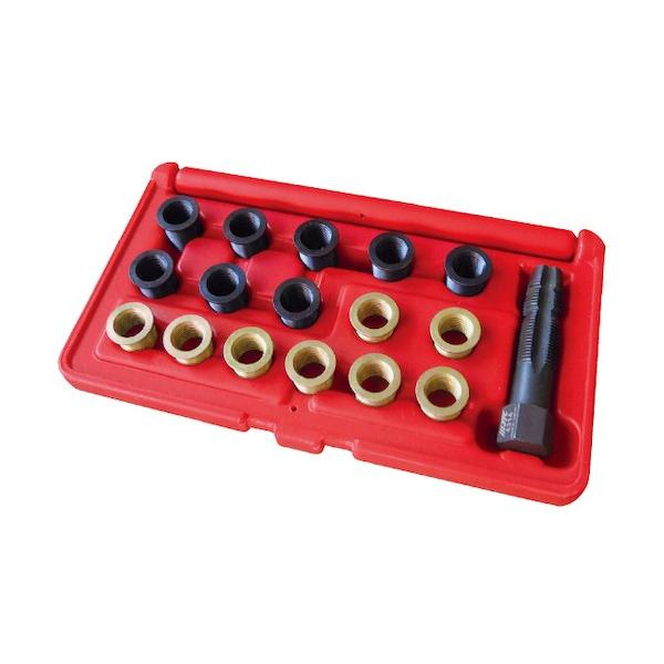 ■特徴 プラグレンチサイズ14mm（６角・12角）用  ■用途 プラグホールのねじ山修理に使用します。  ■仕様  プラグホールの修理にドリルは使いません！！ M12Ｘ1.25mmｘL   12.7mmｘ8個/スリーブ　　M12Ｘ1.25m...