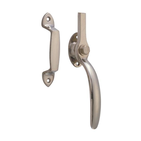 ■特徴 左右兼用型です。 ■用途 厨房機器 ■材質 黄銅鋳物(YBsC) 仕上げ:磨き ■注意 取付ネジは付属していません。別途ご用意下さい。 推奨ネジ:M3皿小ネジ    【重量】 108G 【原産国】 000 PH38B5