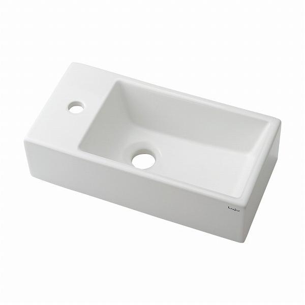 ●壁掛専用 ●専用バックハンガー付き ●製造上の理由により、外観・寸法にバラつきがございます。 ご了承ください。 ●水栓取付穴:Lホール ●材質:陶器製 ●質量:7.5kg ●※水栓、排水金具(排水上部セット付きの場合は、排水トラップ)、止...