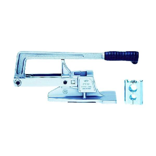 ハンドルを押し下げるだけで、早く、効率良くツバ出しができます。 3山成形専用です。 一定の力が加わるので、いつも均一なツバ出しができます。 1つのホルダで、2サイズ（山部外径:15.8〜17.0mm、19.5〜21.0mm）のフレキ管に対応...