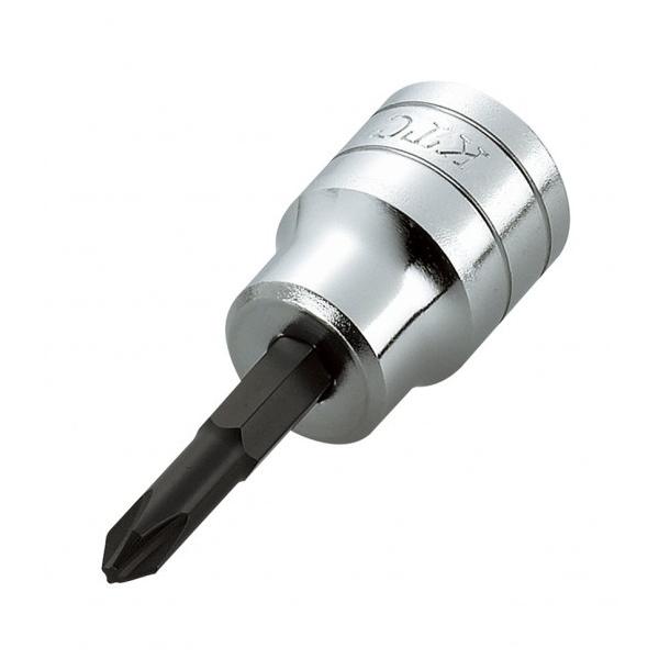 ●ビットの交換が可能です。 ●ロングタイプ ●差込角:12.7sq. ●サイズ:No.2 ●全長(mm):70 ●軸長(mm):37 ●ソケット差込部(mm):22 ●メーカー型番:BT4-2P-S   【入数】 1点 BT42PS