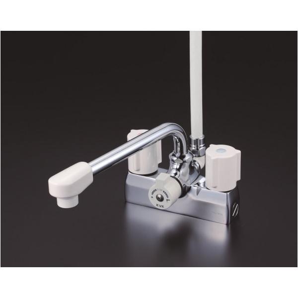 ●デッキ形一時止水付2ハンドルシャワー ●シャワーヘッド白 ●シャワーホース白1.6m ●白ハンガー ●逆止弁付 ●取付ピッチ100mm ●取付ねじ系:PJ1/2 ●取付ピッチ:100mm ●パイプ長さ:220mm ●シャワーホース長さ:1...