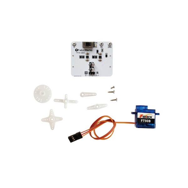 ●micro:bitに接続して使用することができる拡張パーツです。 ●Webソフト「MakeCode」に専用ブロックを追加することで簡単に使用できます。 ●品 名:サーボコネクト ボードセット   【入数】 1個 MBSETSB3