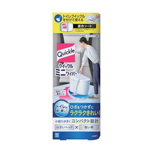 ■特徴 トイレクイックルを半裁して使うトイレ床の清掃に最適なミニワイパーです。 狭くて届きにくいトイレの床奥や掃除しにくい便器のキワまで、ひざをつかずに使用できます。 ヘッドはクイックルワイパーの1／2サイズ、柄の長さは2／3のコンパクト設...