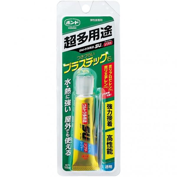 ■特徴 超速硬化・強力・耐久性に優れています。 無溶剤タイプです。 新ポリマー（シリル化ウレタン樹脂）を採用し、固着スピードと透明性を飛躍的に向上させました。 今まで接着しづらかったポリエチレン、ポリプロピレン等のプラスチックの接着を可能に...