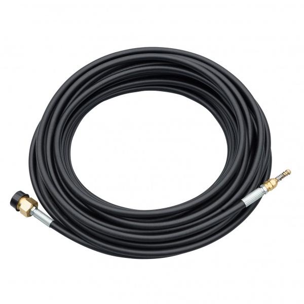 パイプ内の洗浄が可能なパイプクリーニングホース ホース先のノズルが発する逆噴射の水圧でパイプの中をホースが進み洗浄します。  ホース長15m ●適合本体:JCE1107・1408・1408U・JCE1107DX・1408DX・1408UDX...