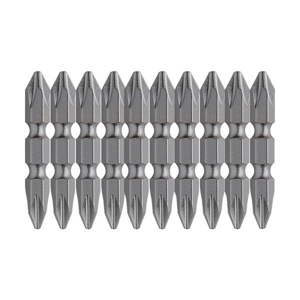 メッキ層の影響を受けないラッカー＋防錆油処理です。 耐久性抜群です。 用途 電動ドライバーに装着して、プラスネジ回しに。 両頭ビット マグネット付 刃先:（＋）2 全長(mm):45 シャンク径(mm):H6.35   【サイズ】 #2X4...