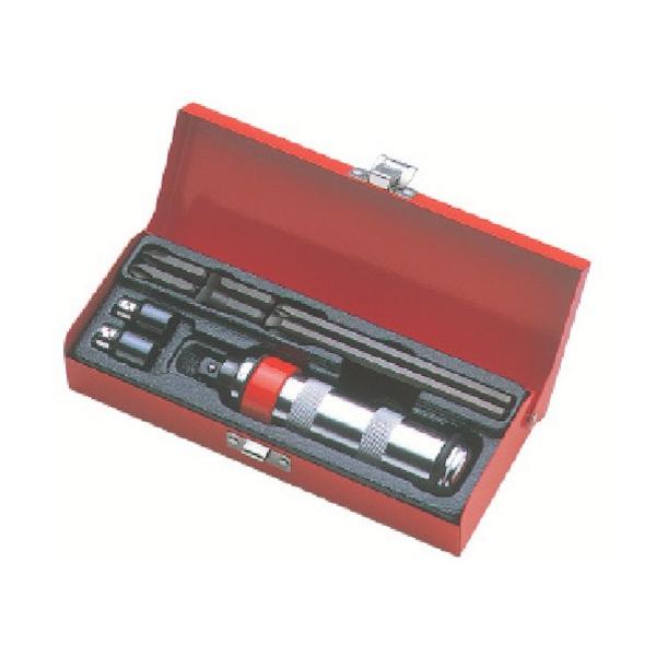 商品画像はイメージ画像です。実際とは異なる場合がございます。 ハンマーでハンドル後端を叩くと先端が回ります。 用途 強く締ったネジ、固着したネジ、錆びたネジ回しに。 ネジの強い締め付けに。 対辺6.35mm・8mm六角軸ビット対応 ビット6...