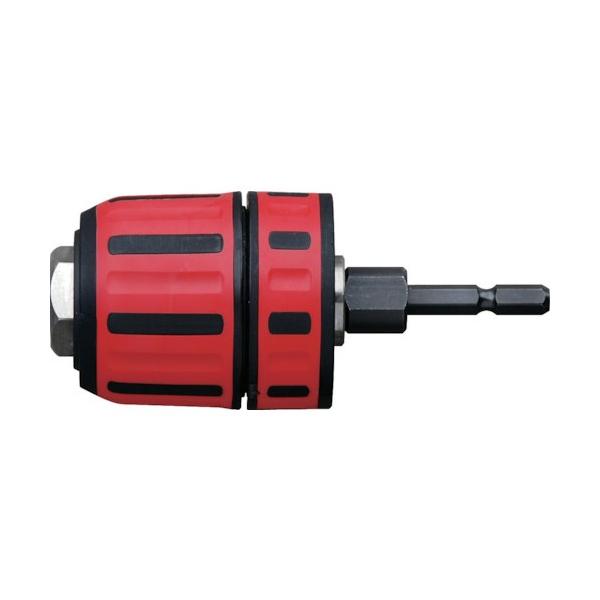 先端工具の噛み込みに対応した解除用ナット付です。 インパクト対応です。 折れに強い強靭六角シャンクです。 手にやさしいラバーグリップです。 用途 充電ドライバーに取り付けてドリルでの穴あけ、軸付砥石での研磨作業に。 対辺:6.35mm六角軸...