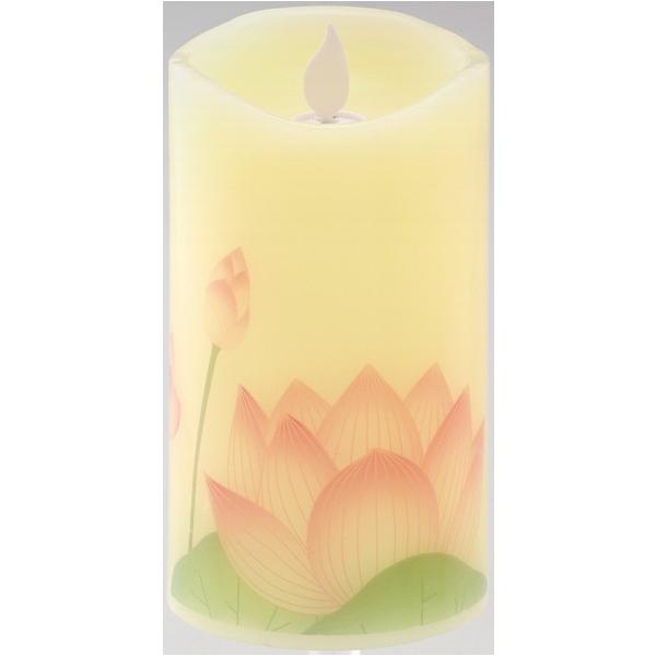 ●本物のロウに転写された季節の花たちが浮かび上がる。 ●本物のロウを使ったリアルな質感と、自然な炎のゆらぎを再現したLEDローソク。 ●やさしい色合いの蓮が、見る人の心を和ませます。 ●対で使えば盆提灯としてもお使いいただけます。 ●【ほの...