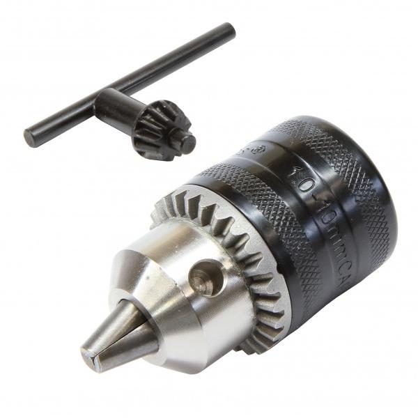 ●ボール盤として使用する際に、ドリルなどを掴みます。 ●先端パーツの固定。 ●フライスマシンNo.27000・16000用の穴あけ用ドリルチャックです。 ●取付可能寸法:径1.0〜10mm ●取付部:1/2インチ-20ネジ ●適合機種:No...