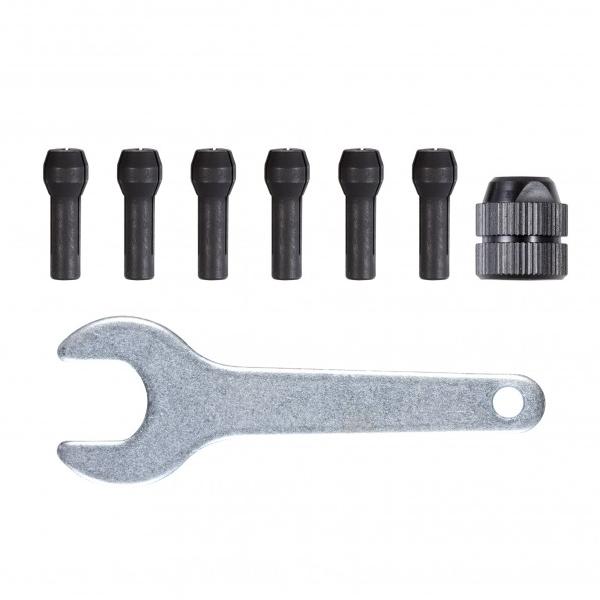 チャックカバー・スパナ付きのコレットチャックセットです。 テーブルドリル用コレットチャック。 テーブルドリルのドリルチャックを外して取り付けます。 チャック寸法:径1.0・1.5・2.0・2.35・3.0mm   【入数】 1点 28893