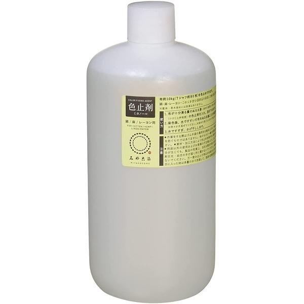 内容量: 500ml 1瓶で布約10kg（Tシャツ約80枚）を処理できます。  φ70mm×H168mm (内容500ml）ポリ容器入り コールダイオールECOで染めた綿・麻・レーヨンの色止剤です。  ECOで染色して水洗いの後でぬるま湯に...