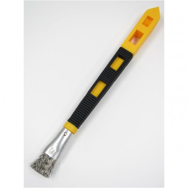 ●すべりにくいエラストマー加工。 ●すべりにくいエラストマー加工。 ●柄の先端がスクレーパー状になっています。 ●全長(約):190mm ●毛丈(約):15mm ●重量(約):25g ●毛材質:ステンレス   【重量】 29.0g 【入数】...