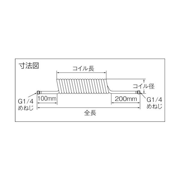 ■特徴 伸縮性・弾力性に優れたホースで軽量です。  ■用途 エアーガンなどのエア工具に接続して使用。  ■仕様 流体温度：-5〜60℃ 使用圧力：0.7MPa ホース内径×外径：5×8mm 接続相手：両端G1/4めねじ付  ■材質 本体:ポ...