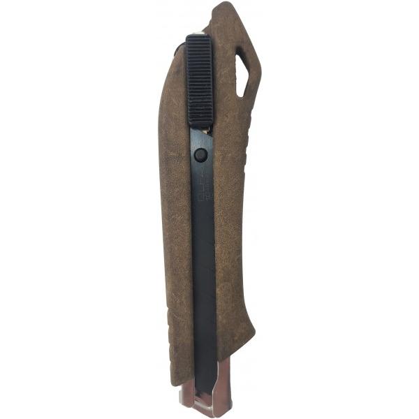 手にしっかりフィットし、手汗や油で滑りにくい！新感覚のノンスリップカッターナイフ！ 『ベッセル ウッディドライバー』でも用いられる木樹脂を採用。 この複合材は木の風合いと優れた強度を持つ新素材です。 一般作業に加え、自動車整備や工場などの油...