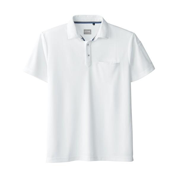 (特長) ●さらりとした風合いのポリエステル鹿の子を使用しています。 ●吸汗速乾加工によりドライ感が続きます。 ●表にポケットが出ない胸玉ぶちポケット仕様です。 ●袖ペン差し付きです。 ●不快な臭いを軽減するデオドラントテープ付きです。 (...