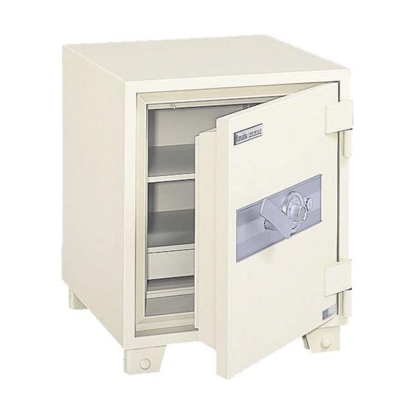■特徴 JIS一般紙用1時間標準加熱・急加熱・衝撃落下併用試験に合格したJIS認証製品です。 ■用途 貴重品・重要品の保管に。 ■仕様 100万変換ダイアル錠＋シリンダー錠 棚板1枚・引出し1個付き ■材質 スチール 耐火材 発泡コンクリー...