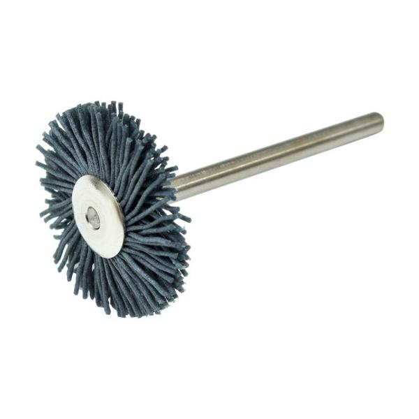 ■特徴 取り付け交換が容易な軸付で作業性に優れ、小スペースのバリ取り・研磨に優れたブラシです。 ■用途 ■仕様 電動式マイクログラインダー用　毛材：砥粒入（＃３２０）ナイロン０．５５　軸：快削鋼Φ３　外径：Φ２５．０　全長：４６ｍｍ　厚み：...