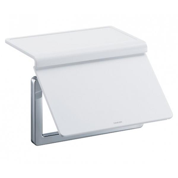 シェルフ付きのため、スマートフォンなど手に持っていたもの、小物をサッと乗せられます。  材質:亜鉛ダイキャスト＋化粧合板 耐荷重:49N（5kgf）   【カラー】 セラミックホワイト＋クローム 【入数】 1点 SE423001C