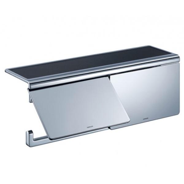 2連タイプ、大型シェルフ付き。  小物をうっかり落とすこともなく、美しく機能的。  材質:亜鉛ダイキャスト＋化粧合板 耐荷重:49N（5kgf）   【カラー】 クローム 【入数】 1点 SE42WXC