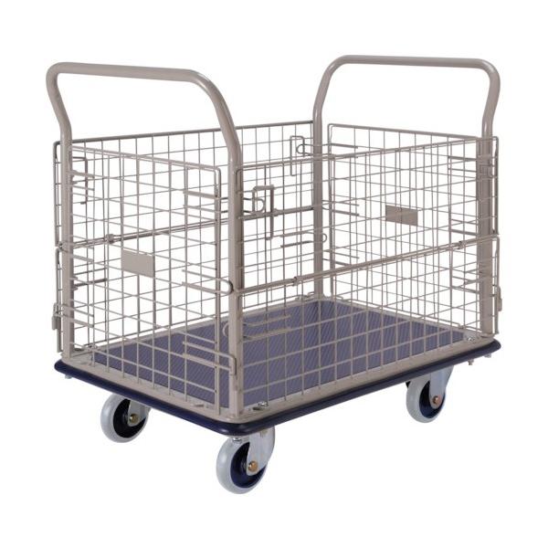 ■仕様 大小不揃いのものを一度に運ぶのに便利なネット仕様 ネットは長辺2面を半分に折りたため、荷物の出し入れが容易 安心・安全・高品質の純日本製 キャスターは黒いゴム跡がつかないノーマーキンググレーゴム仕様  ■材質 デッキ：スチール（粉体...