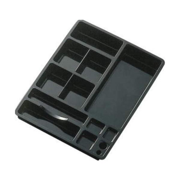 ■仕様 ●シリーズ名：デスクイントレー ●製品寸法　幅（W）：320 ●製品寸法　奥行（D）：425 ●製品寸法　高さ（H）：48 ●色：ブラック ●ポリプロピレン樹脂製 ●新旧JISデスク袖、最上段引出しに適合しています。 ●コード番号：...