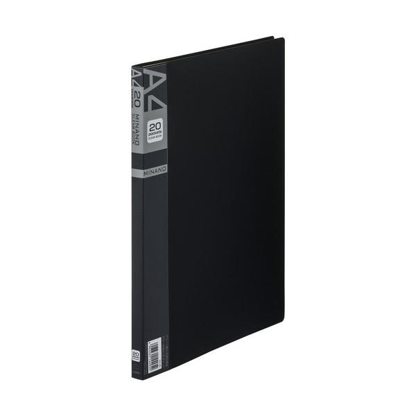 ■特徴 ●10ポケット〜100ポケットを揃えた、グリーン購入法適合のスタンダードタイプです。  ■仕様 ●シリーズ名：ミナノ ●色：ブラック ●背紙差替式 ●規格：A4判S型 ●ポケット数：20枚 ●表紙：再生PPシート・0.6mm厚 ●マ...