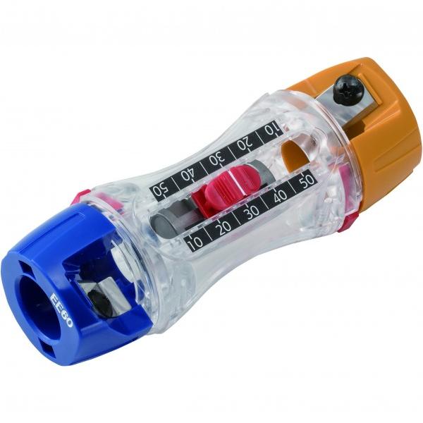 ●EEケーブルの絶縁被覆が簡単、キレイにむけるコンパクトな皮むき器です。 ●皮むき寸法(15〜45mm(5mmピッチ))が簡単に調節できます。 ●ワンタッチで替刃が交換できます。 (どのサイズも取り付けられます) ●適合:高圧ケーブル/38...