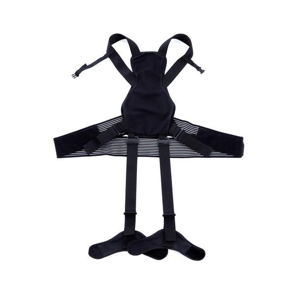 ●材質:ポリエステル、ナイロン、ポリウレタン ●サイズ:M 腰回り/80〜105cm、適応身長/160〜175cm ●色:黒 ●肩から背面に配した2本の強化ベルトが背腰部の荷重負担を軽減します。 ●腰まわりにフィットする3D設計のサポートベ...