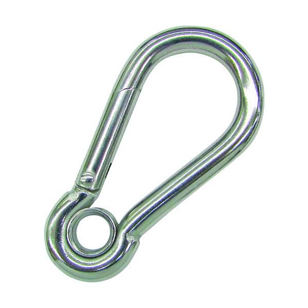 商品画像はイメージ画像です。実際とは異なる場合がございます。 ■特徴 ラッチ部分がななめにカットされたフックです。 対象物に簡単に連結できます。 リングが付いていますので、絡まりを防ぎます。  ■用途 チェーン・ワイヤ・ロープなどの連結や、...