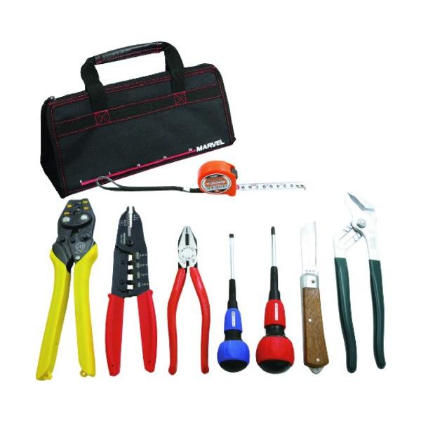 ■特徴 電気工事士技能試験を受験するための基本工具+JIS C-9711適合品の圧着工具（リングスリーブ用）のセットです。 多機能なVA線ストリッパーで切る、測る、剥く、のの字曲げの作業が効率よくできます。 マイナスドライバーは先端5.5m...